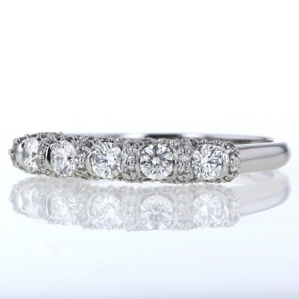 GSTV Pt950 プラチナ リング ダイヤモンド0.70ct ラウンド スカラップ 一文字 ストレート 指輪 18号 箱付き【新品仕上済】【zz】【中古 ...