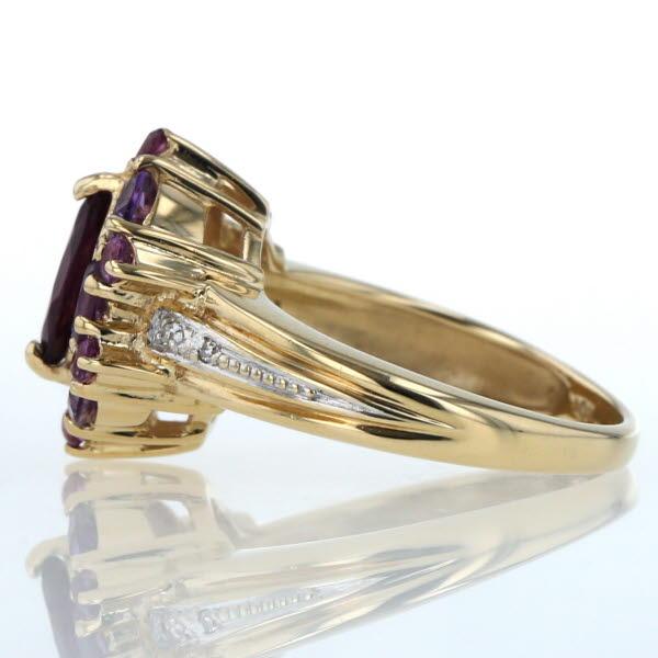 K10YG WG リング アメジスト ガーネット ダイヤモンド マーキース 取り巻き ミル打ち 指輪 11号【新品仕上済】【af】【中古】 :4000026810002820 ...