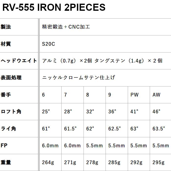ワオ アイアンセット RV-555 MB/2PIECES | フジクラ トラヴィル 6本セット オーダーメイド カスタムクラブ ...