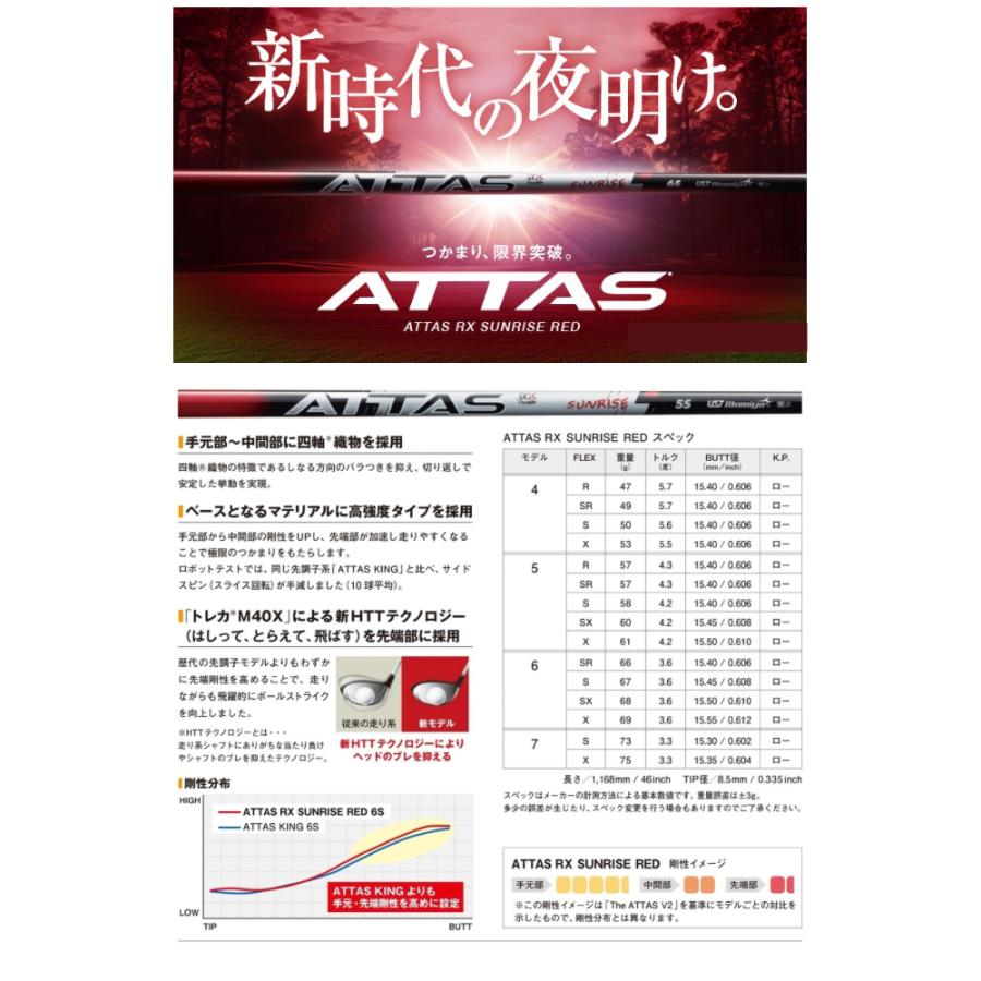 アッタス RX サンライズ レッド シャフト USTマミヤ テーラーメイド ドライバー 対応 スリーブ付 Qi10/ステルス/グローレプラス/シム/M3/M4/M5/M6 : Evolvin ...