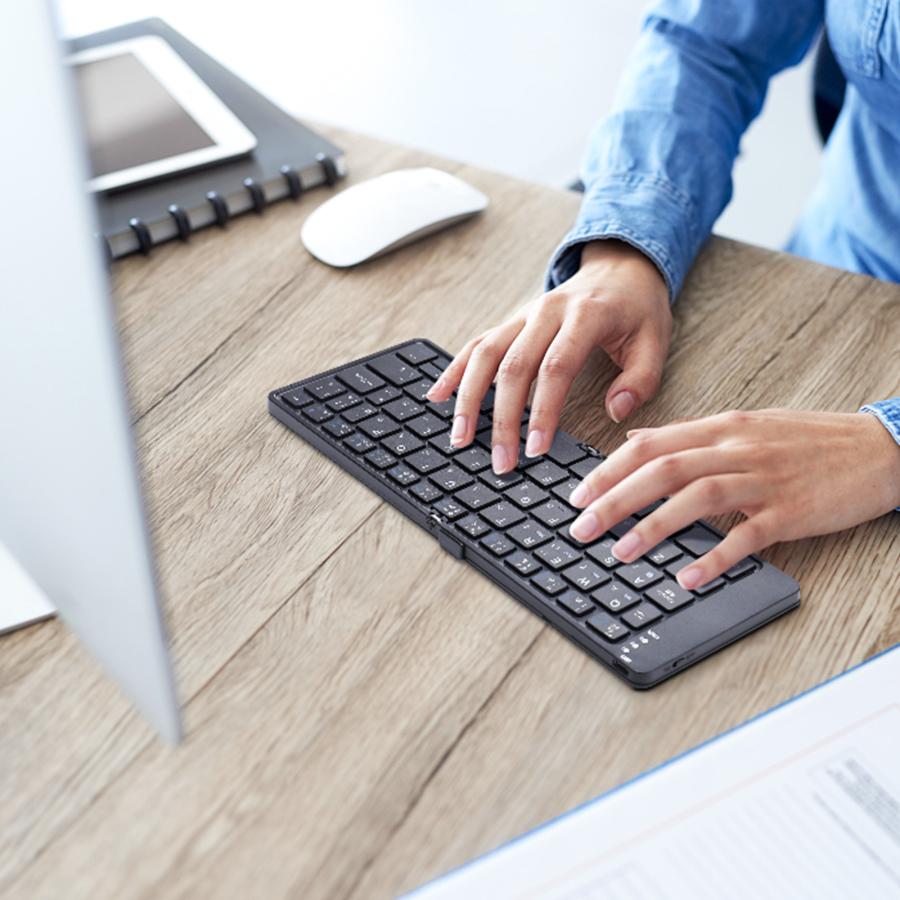 Bluetooth キーボード 折りたたみ 日本語配列 iPad ブルートゥース ワイヤレスキーボード スマホスタンド付き 小型 Mac/iOS/Android/Windows対応 ...