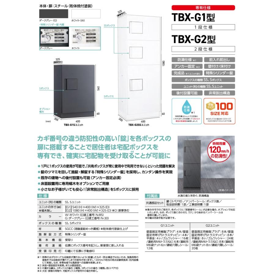 【無料★特典対象】 集合住宅用 宅配ボックス ダイケン DAIKEN 専有仕様 TBX-G1S 6色 前入前出し 機械式 屋外設置可 アパート マンション ポスト取り換え : DIY ...