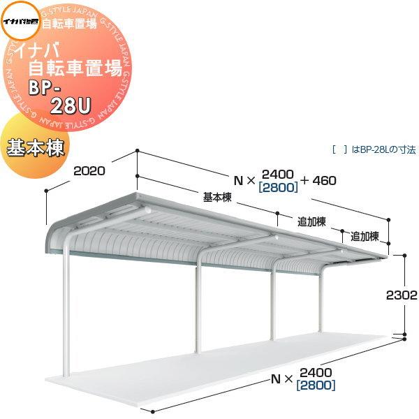 イナバ物置 稲葉製作所 自転車置場 BPタイプ BP-28U 一般型 基本棟（1棟型） 埋め込み式 間口2800×奥行2020×高さ ...