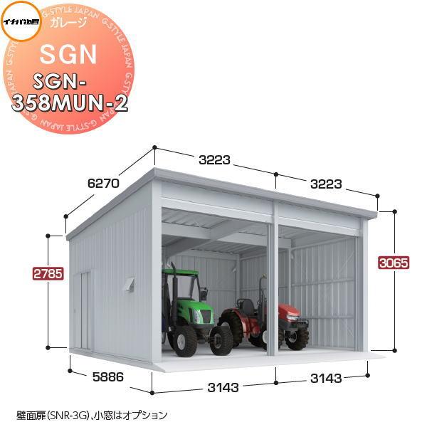 イナバ物置 稲葉製作所 車庫 倉庫 ガレージ SGN 布基礎仕様 SGN-358MUN-2 ミディアム 多雪型 間口3143・3143×奥行5886×高さ3065mm 2棟タイプ 車 ...