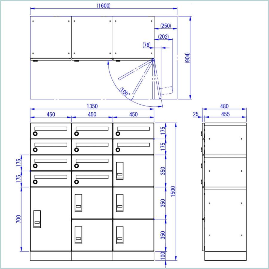 【無料★特典対象】 宅配ボックス 集合住宅用 宅配キーパー A スタンダード 10戸向け ポスト付きセット1 右開き 3カラー TK71- -R-A,TK72- -R-A,TK : DIY ...