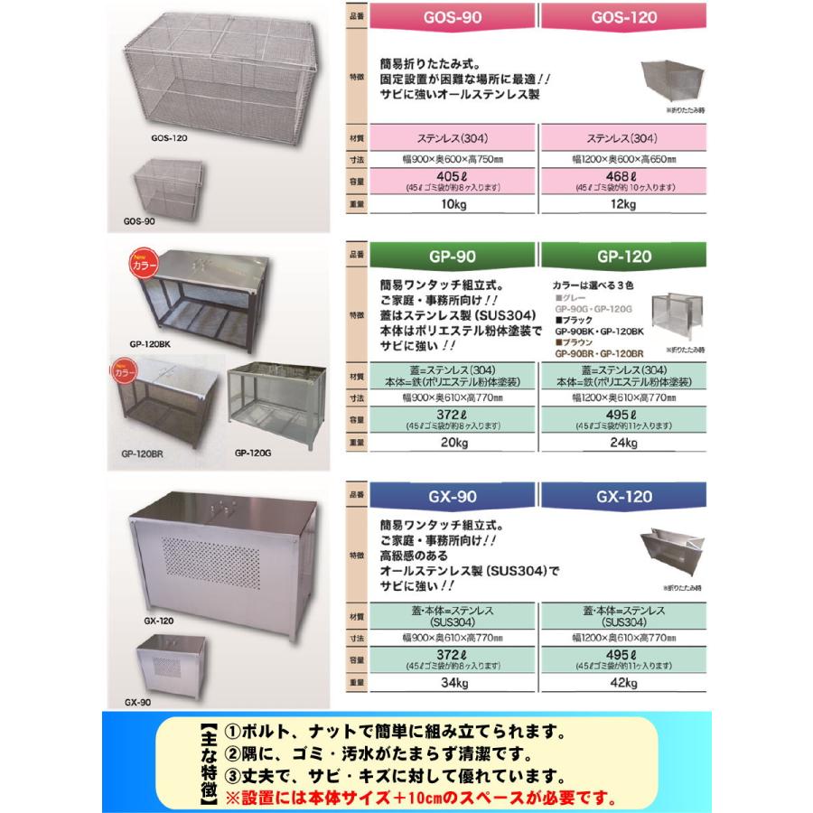 屋外 ゴミ箱 ダストボックス テラダ ゴミステーション GO-120 簡易折りたたみ式 幅1200mm×奥600mm×高650mm 容量 ...