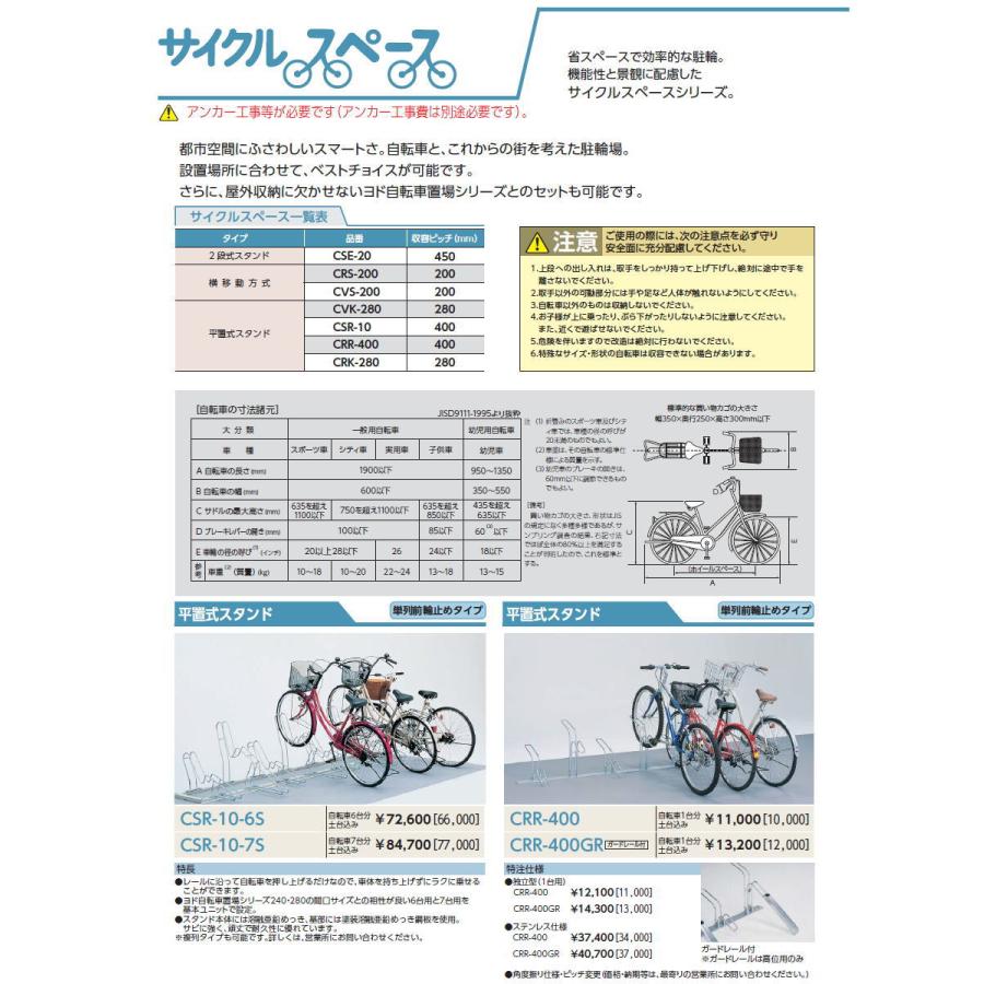 ヨドコウ 淀川製鋼 サイクルスペース 平置式スタンド CVK-280 単列傾斜タイプ 基本 自転車4台分 土台込み 自転車 駐輪 置場 スタンド スマート 省スペ :yd17-cvk-280 ...