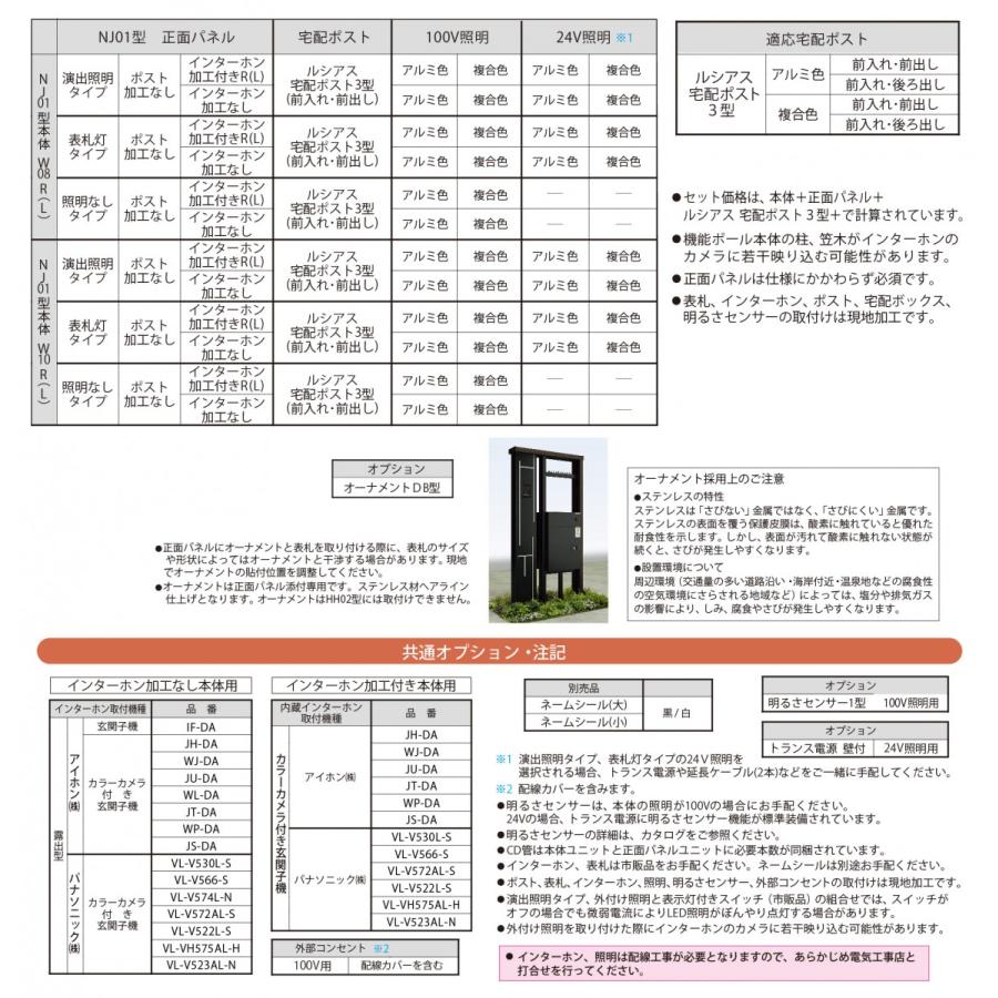 【無料★特典対象】 YKK YKKap ルシアスウォール NJ01型 W10 ポスト加工なし インターホン加工なし 演出照明タイプ(100V) 本体：複合色 ルシアス宅配ポスト3 : DIY ...
