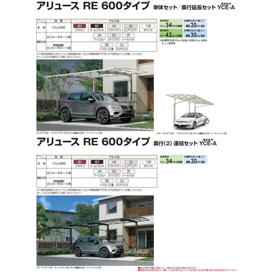 【エリア限定販売】 カーポート 1台用 YKK YKKap アリュース RE600タイプ 奥行延長セット J51・14-30 H25 屋根ふき材：熱線遮断ポリカーボネート板 : DIY ...