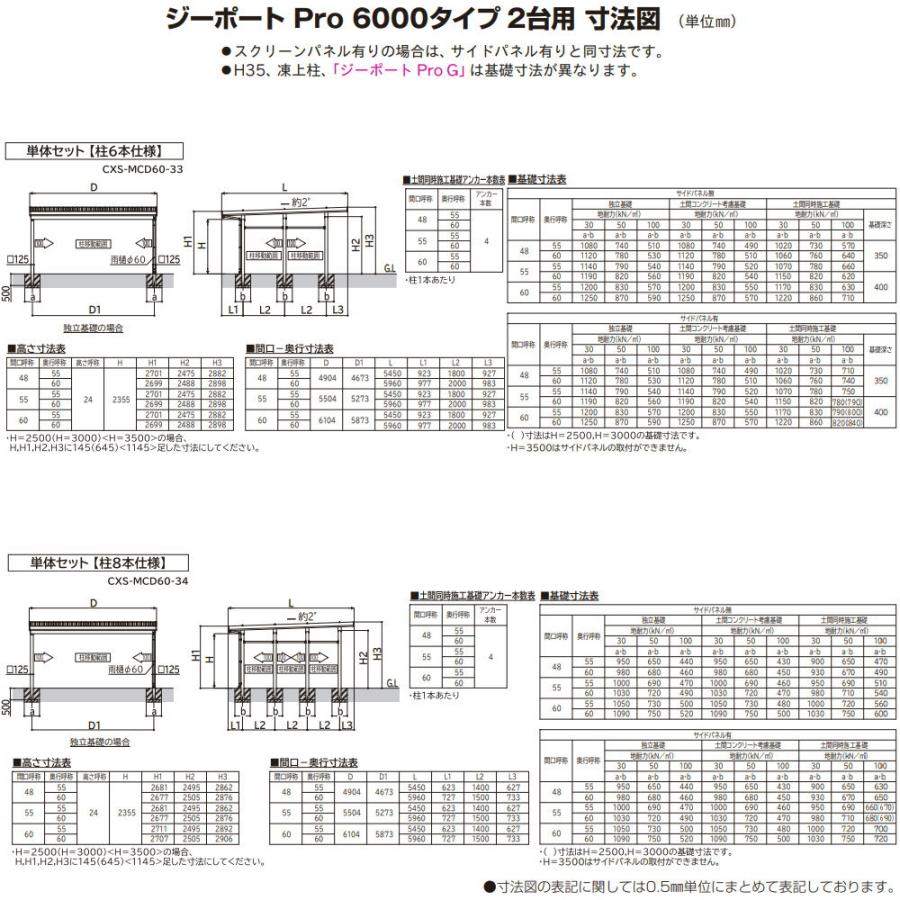 【エリア限定販売】 カーポート 2台用 YKK YKKap ジーポート Pro 6000タイプ 奥行（2）連結柱16本 J60・60-30 H30 横材なし 木調色 明かり取りなし : DIY ...