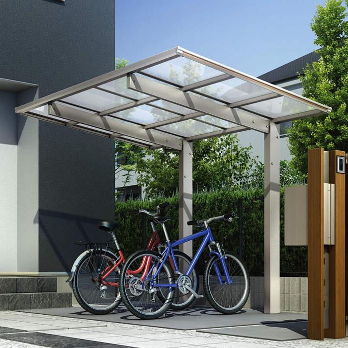 サイクルポート YKK YKKap エフルージュ ミニZ FIRST 750タイプ 基本セット 29-21 標準高(H20) アルミ色 4台用 熱線遮断ポリカーボネート 2904mm×21 ...