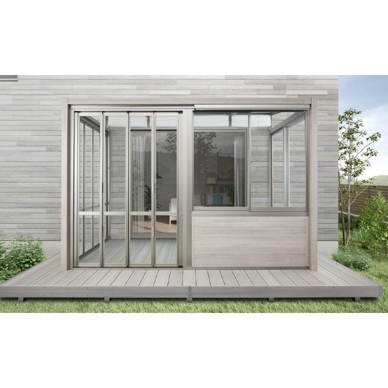 LIXIL ガーデンルームGF 工事付 インナーデッキ仕様 間口2間×奥行9尺 テラスサッシ ポリカ屋根材 基本工事費込み リクシル サンルーム 後付け 物干し おしゃれ : エクステリア ...