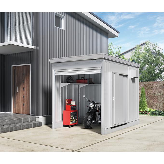 イナバ物置 バイクガレージ イナバ FM-2635HD 土間タイプ 一般型 ハイルーフ 標準組立付 バイク保管庫 物置 後付け 人気 おしゃれ ...