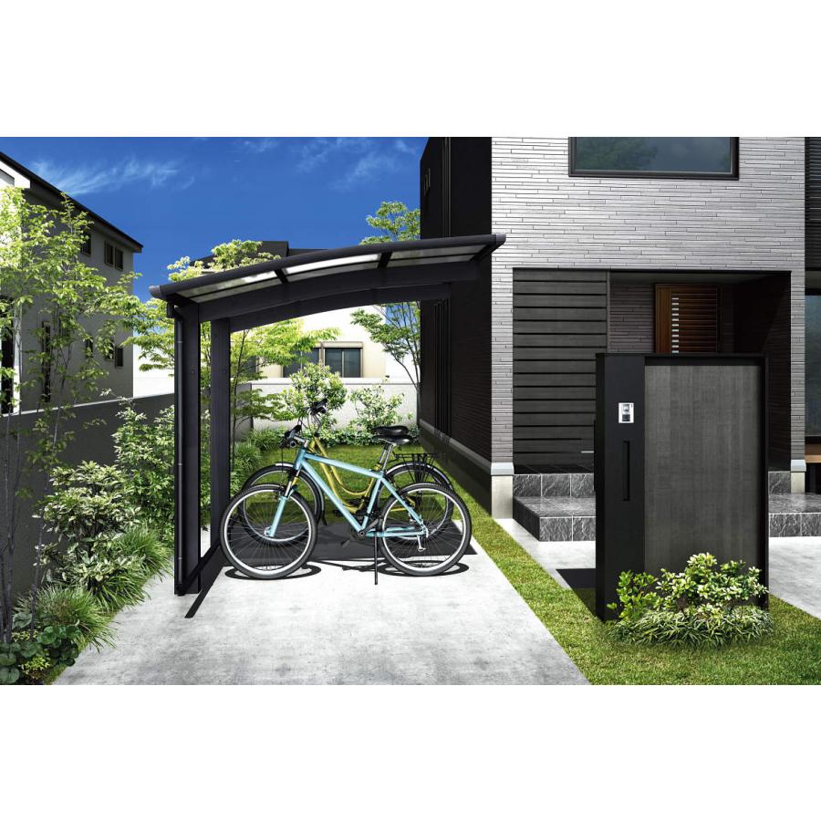YKK AP サイクルポート アリュース ミニ 600タイプ 奥行29-間口21 H18柱 ポリカ屋根材 基本工事費込み YKKAP 駐輪場屋根 自転車置き場屋根 おしゃれ 後付け 人気 ...
