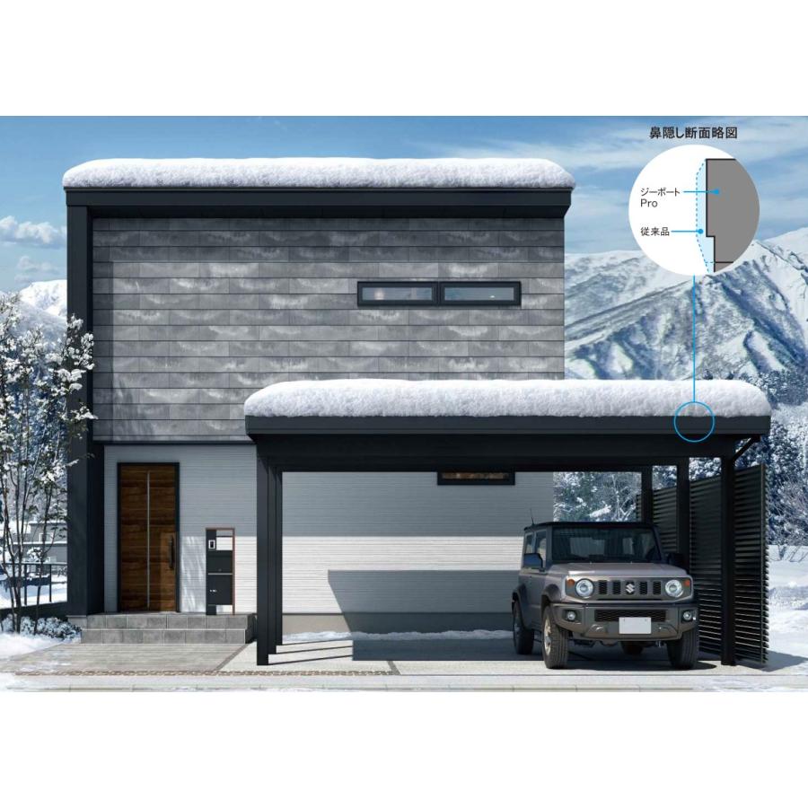 YKK AP カーポート 2台用 工事付 ジーポートpro 900タイプ 長さ55-幅48型 H30 鼻隠し木調色 基本工事費込み オプション付帯工事(はつり費4ヶ所)含む : エクステリア ...