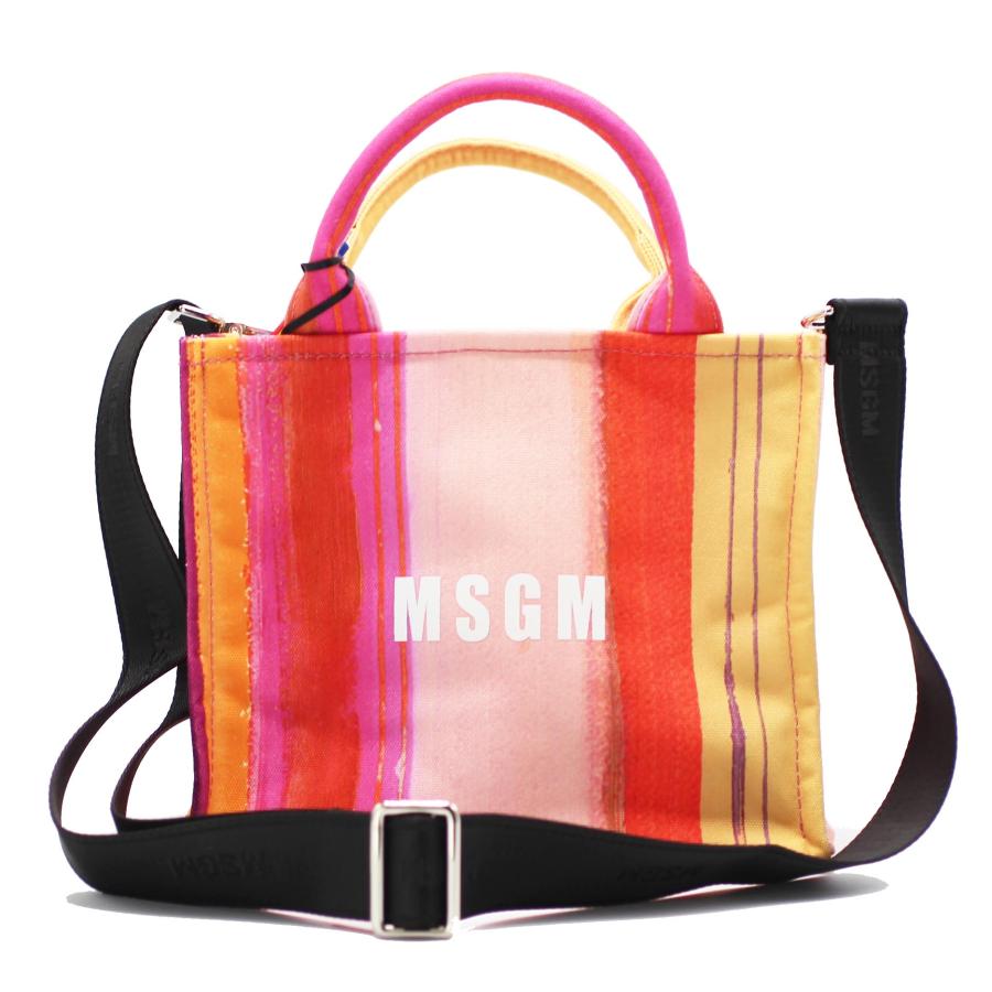 MSGM MSGM エムエスジーエム 3441MDZ78 2Way ショルダーバッグ ハンドバッグ ピンク系 マルチストライプ MULTICOLOR キャンバス ブラッシュドストライプ ...