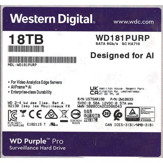 Western Digital製HDD WD181PURP 18TB SATA600 7200 [管理:1000020360 ...