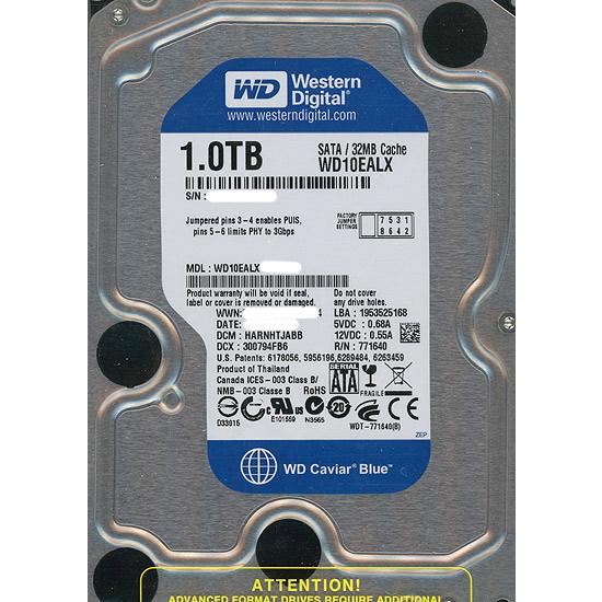 【中古】Western Digital製HDD WD10EALX 1TB SATA600 9000〜10000時間以内 [管理 ...