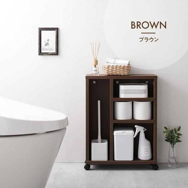 RASIK（ラシク） コンパクト収納ラック キャスター付（ブラウン/茶/BR）すき間収納 トイレ収納 キッチン スリムストッカー サイド ...