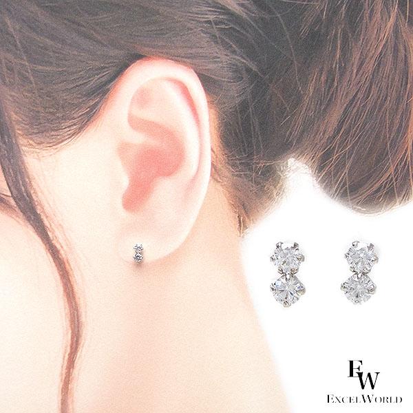 シンプル CZ ピアス K10WG ホワイトゴールド 4mmキュービックジルコニア クリア レディース アクセサリー 1255 : エクセルワールド - 通販 - Yahoo!ショッピング