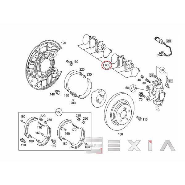 Mercedes-Benz ベンツ W208 W210 R171 リア ブレーキパッド CLK320 E240 E320 E430 SLK200 SLK280 0034205220 ...