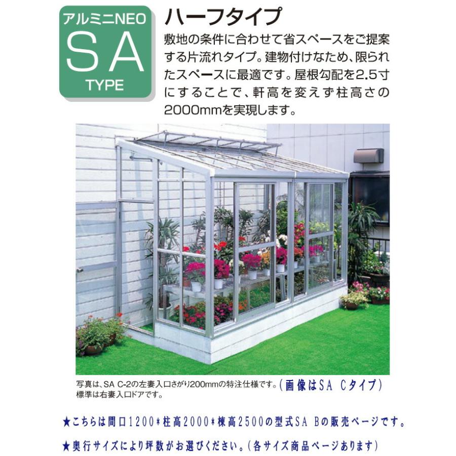 設置工事込/地域により送料別途要見積 アルミニネオ SAB-1 SAタイプ ハータイプ（0.7坪タイプ）片開きドア（大仙）家庭用温室（アルミ ...