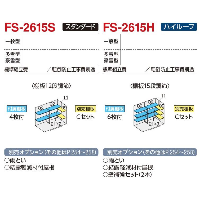 イナバ物置 イナバ物置 フォルタ FS-2615S（スタンダード/多雪型）G 物置き 中型 屋外 収納庫 : エクシーズYahoo!店 - 通販 - Yahoo!ショッピング
