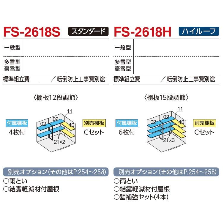 イナバ物置 イナバ物置 フォルタ FS-2618S（スタンダード/多雪型）G 物置き 中型 屋外 収納庫 : エクシーズYahoo!店 - 通販 - Yahoo!ショッピング