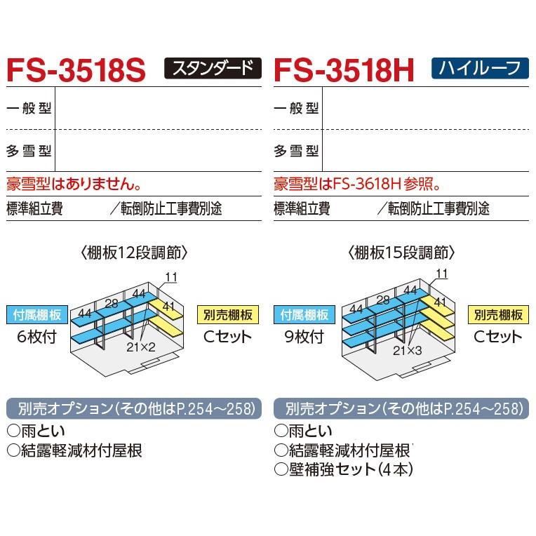 イナバ物置 イナバ物置 フォルタ FS-3518H（ハイルーフ/一般型） 物置き 中型 屋外 収納庫 : エクシーズYahoo!店 - 通販 - Yahoo!ショッピング