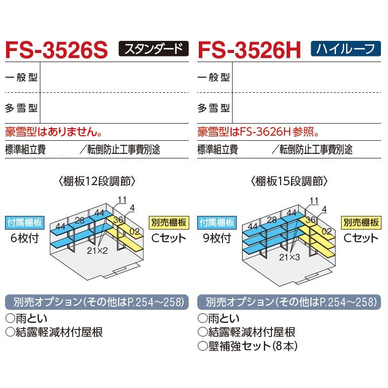 イナバ物置 フォルタ FS-3526H（ハイルーフ/一般型） 物置き 中型 屋外 収納庫 : inaba-fs-3526h-i : エクシーズYahoo!店 - 通販 - Yahoo!ショッピング