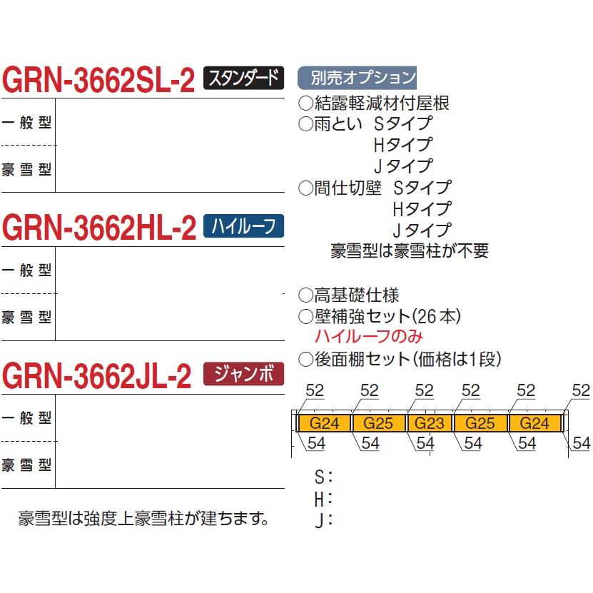 ガレーディア イナバガレージ ガレーディア 2台収納タイプ GRN-3662HL-2（ハイルーフ/一般型） : エクシーズYahoo!店 - 通販 - Yahoo!ショッピング