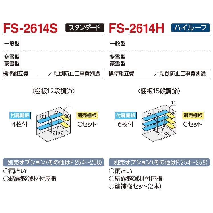 イナバ物置 イナバ物置 フォルタ FS-2614H（ハイルーフ/一般型） 物置き 中型 屋外 収納庫 : エクシーズYahoo!店 - 通販 - Yahoo!ショッピング
