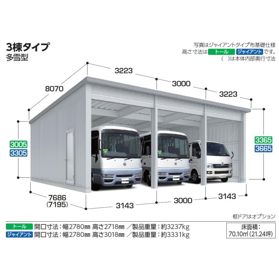 ガレーディア イナバガレージ 倉庫・ガレージ SGN-376GUN-3（ジャイアント/多雪型/布基礎） : エクシーズYahoo!店 - 通販 - Yahoo!ショッピング