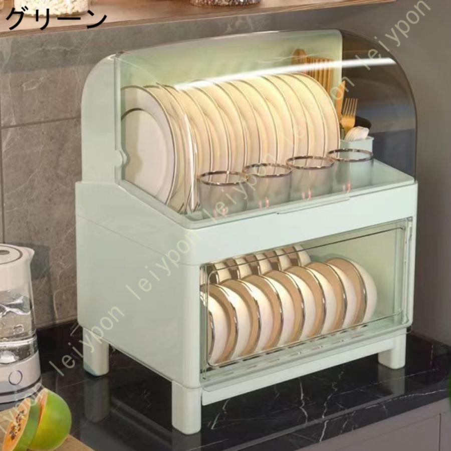 台所用品 収納ケース 机上食器具収納ラック 水切りラック 北欧 多機能置物収納ラック 透明蓋付き 箸立て 水受けトレー付き ディッシュ カップ フォーク : l1s-1058 : EXP ...