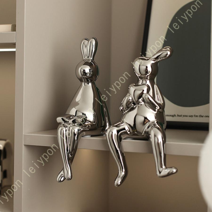 うさぎ 置物 オブジェ インテリア 雑貨 おしゃれ かわいい 玄関 音楽 楽器 野うさぎオブジェ 2個セット 動物の置物 うさぎミニチュア うさぎ飾り 北欧 : l1s-227 : EXP ...