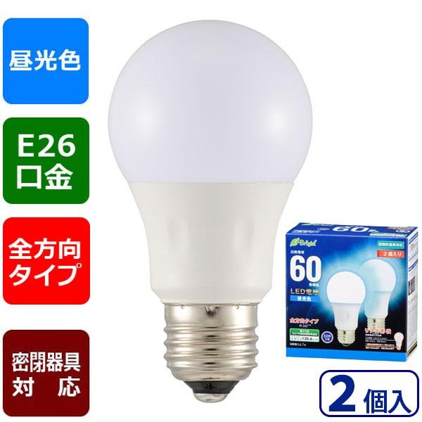 OHM LED電球 E26 60形相当 全方向 昼光色 2個入り｜LDA7D-G AG27 2P 06-4354 オーム電機 : エクサイト・セキュリティ Yahoo!店 - 通販 ...