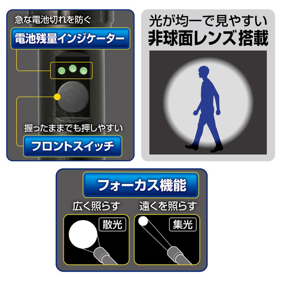 ELPA LEDアルミハンドライト 450ルーメン 単3形乾電池3本 集光・散光 防浸形(IPX7) DOP-EP540_ELPA（エルパ・朝日電器） : エクサイト・セキュリティ Yahoo ...