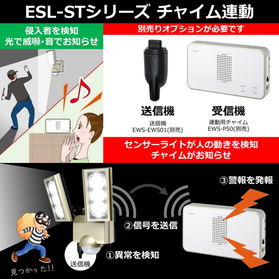 ELPA ESL-ST1202AC_1958600_屋外用LEDセンサーライト AC電源 コンセント式 2灯_ELPA（エルパ・朝日電器） : エクサイト・セキュリティ Yahoo!店 ...