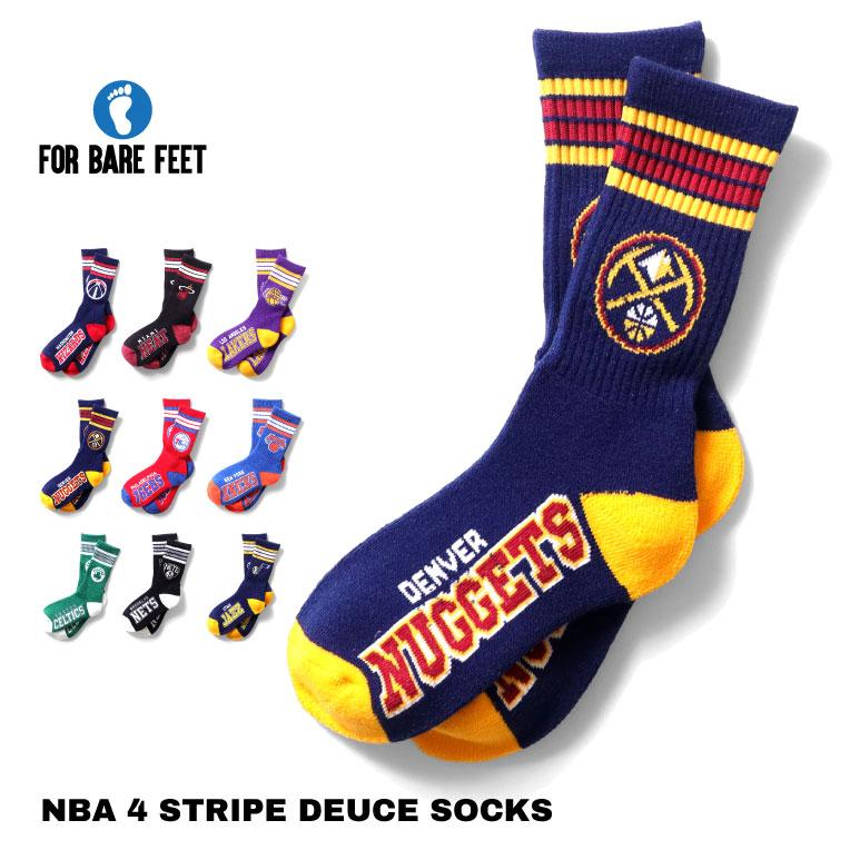 【並行輸入品】FOR BARE FEET / フォーベアフィート FBF-NBA NBA 4 STRIPE DEUCE SOCKS 4 ...