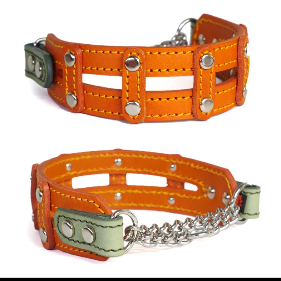 アウトレット1197 中型 4cm幅 革 ハーフチョーク (頭周り38m) : エクストラヘビー - 通販 - Yahoo!ショッピング