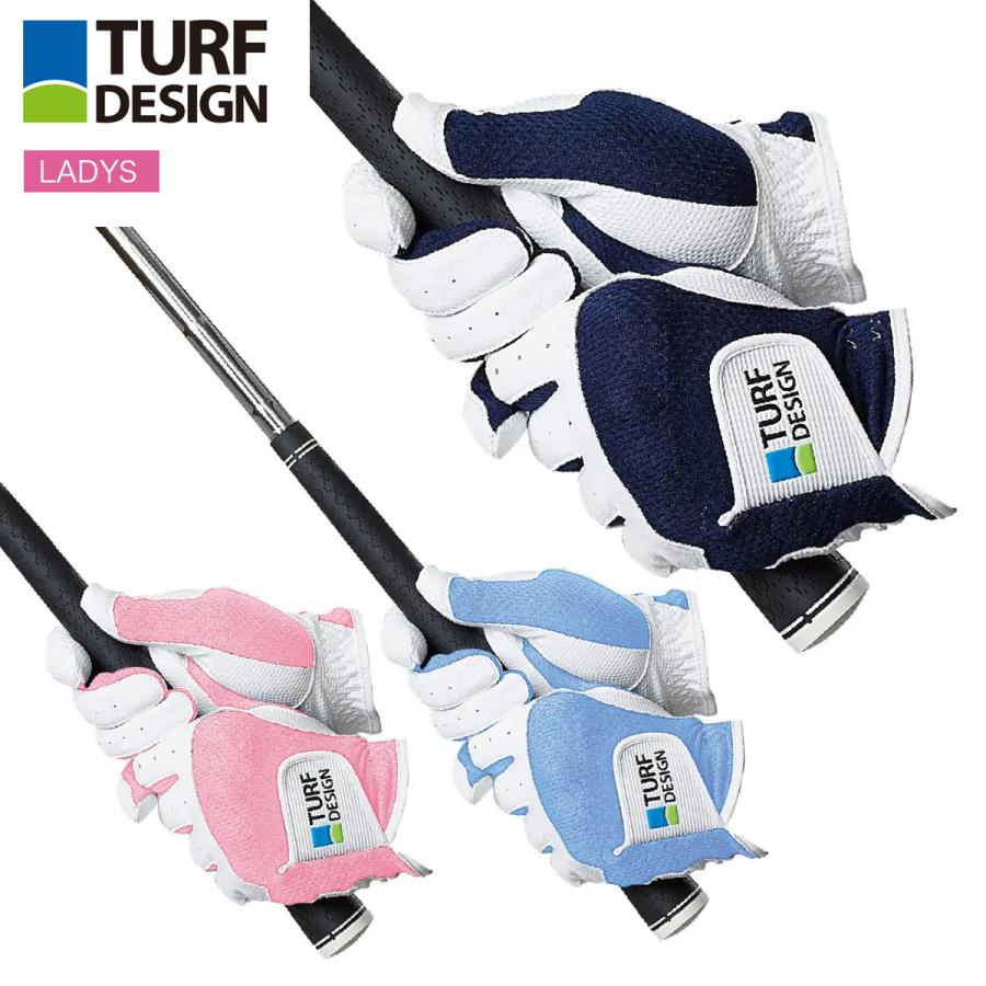 TURF DESIGN ターフデザイン 正規品 デジタルエンボス加工 合成皮革 レディス ゴルフグローブ ( 両手用 ) 「 TDGL ...