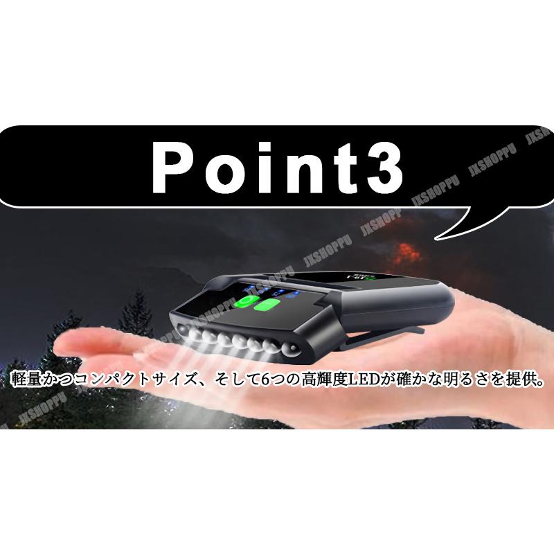 LED キャップライト ヘッドライト USB充電式 懐中電灯 帽子ライト クリップ付き ハンズフリー 角度調整 軽量 小型 ポータブル ...