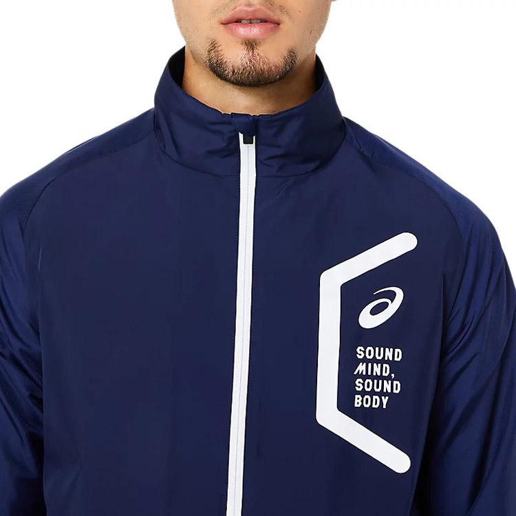 アシックス メンズ 裏トリコットブレーカージャケット(スリム/リサイクル素材)（ピーコート・サイズ：XS） 2031E061-400-XS返品種別A ASICS（アシックス） 裏トリコットブレーカージャケット スリム