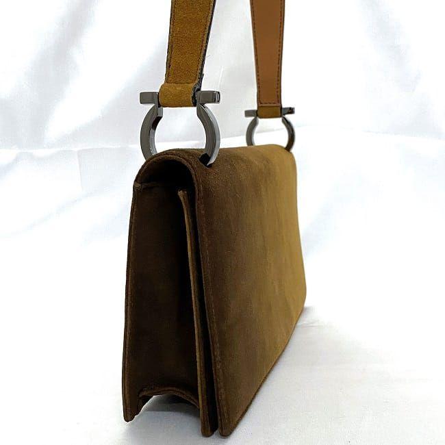 FERRAGAMO サルヴァトーレ フェラガモ セミショルダー バッグ ブラウン グラデーション ガンチーニ ec-20499 美品 ...