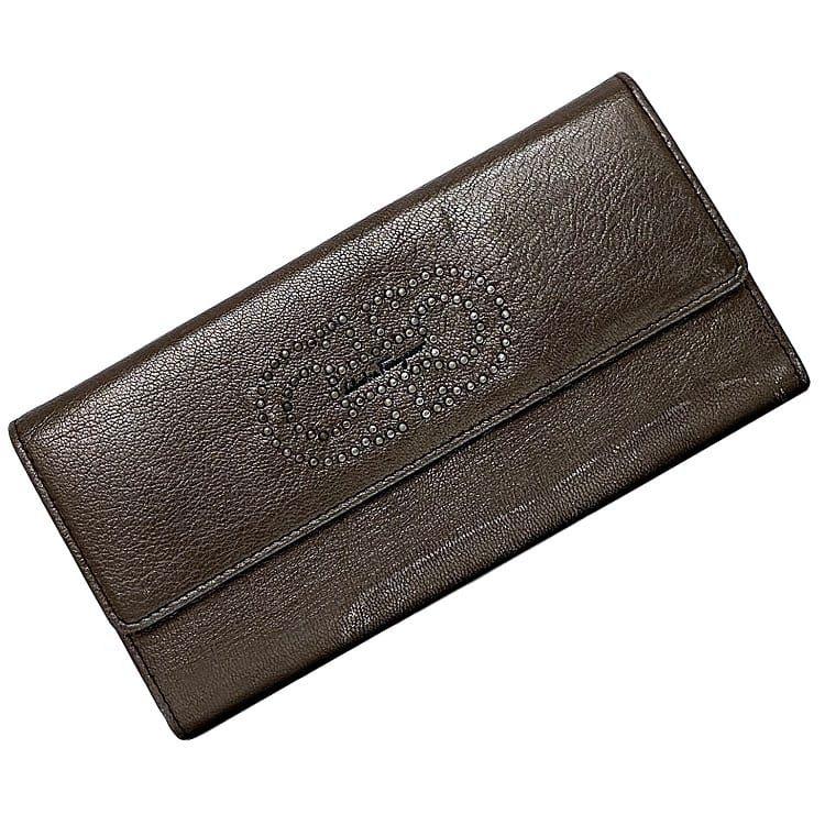 サルヴァトーレ フェラガモ 二つ折り 長財布 メタリック ブラウン ガンチーニ ec-20697 財布 レザー 中古 : ec-20697 ...