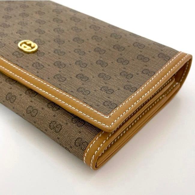 GUCCI（グッチ） 二つ折り 長財布 がま口 ec-23583 ベージュ キャメルブラウン インターロッキング 035 184 : フリマ ...