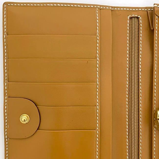 GUCCI（グッチ） 二つ折り 長財布 がま口 ec-23583 ベージュ キャメルブラウン インターロッキング 035 184 : フリマ ...