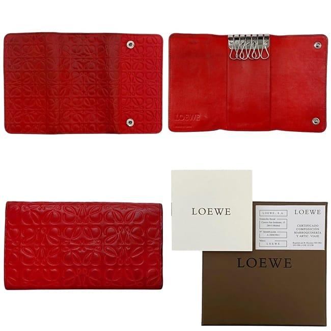 LOEWE（ロエベ） 6連 キーケース ec-23814 レッド リピート アナグラム