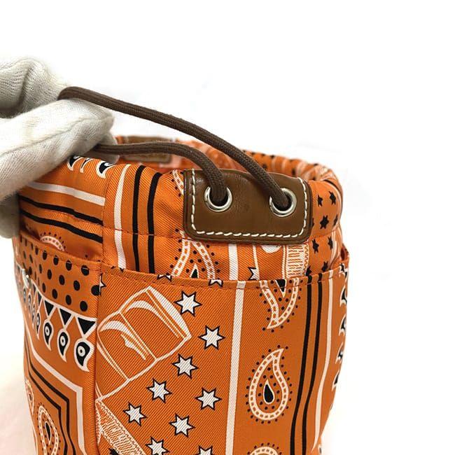 HERMES エルメス 巾着 ポーチ フールビ 25 f-21327 オレンジ 美 HERMES エルメス 巾着 ポーチ フールビ 25 f-21327 オレンジ 美