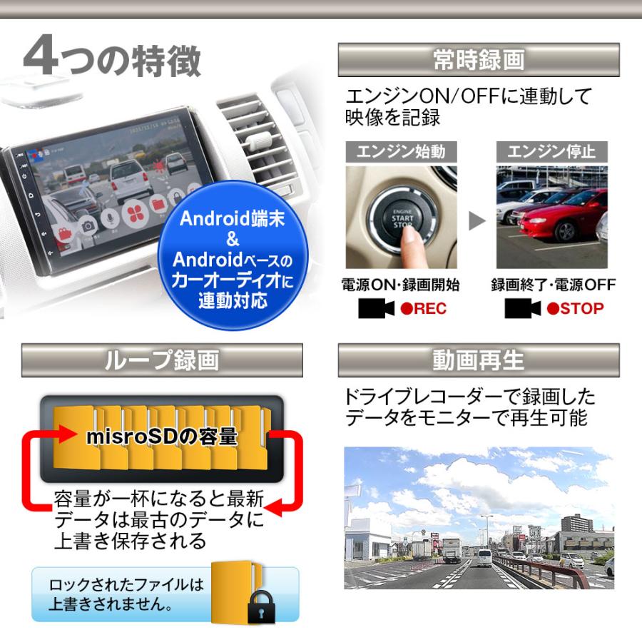 Android端末 Android オーディオデッキ 増設カメラ ドライブレコーダー カメラ Full HD 高画質 車内設置 12V 2DIN005 : Future-Innovation ...